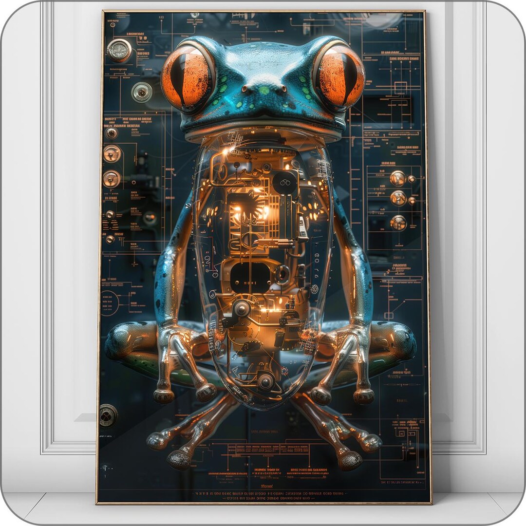 Biopunk Frog Print Futuristic Steampunk Digital Wall Art for Sci-fi ...