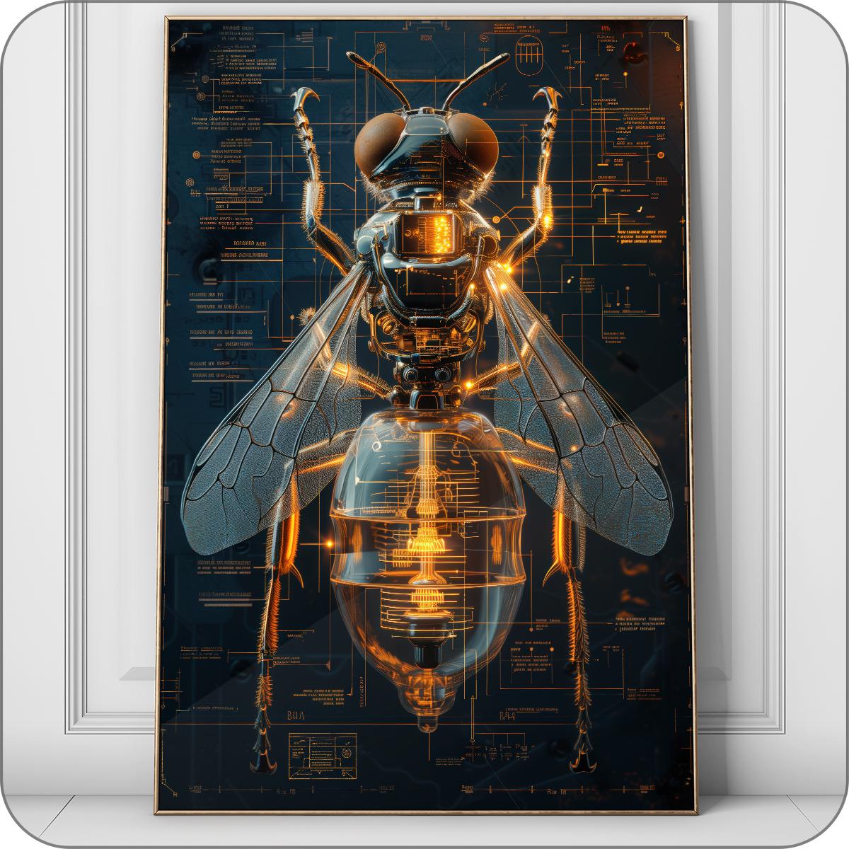 Biopunk Bee Print Futuristic Steampunk Digital Wall Art for Sci-fi ...