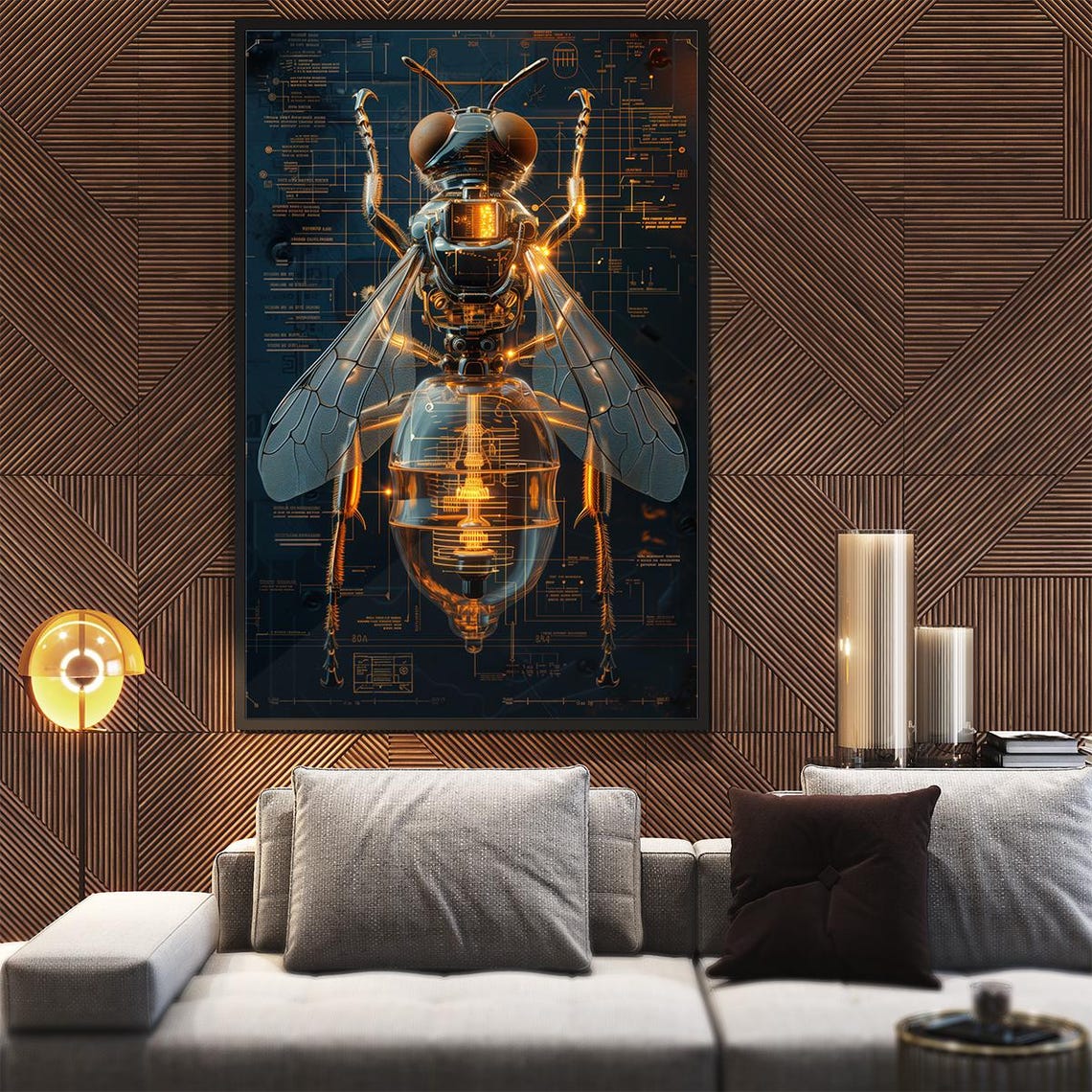 Biopunk Bee Print Futuristic Steampunk Digital Wall Art for Sci-fi ...