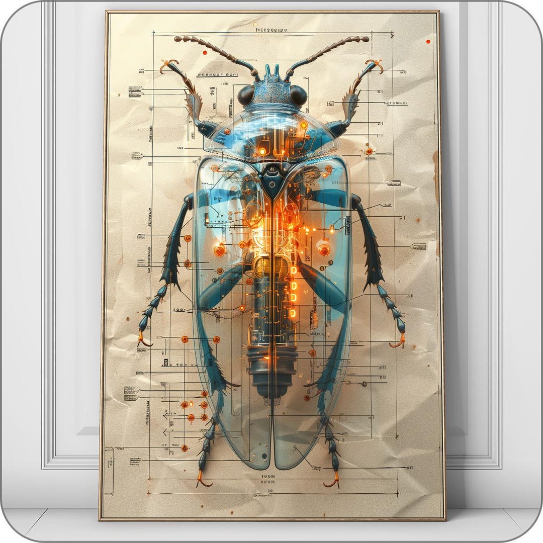 Biopunk Bug Print Futuristic Steampunk Digital Wall Art for Sci-fi ...