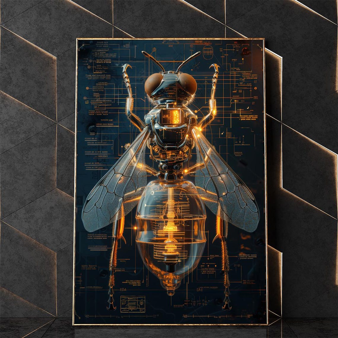 Biopunk Bee Print Futuristic Steampunk Digital Wall Art for Sci-fi ...
