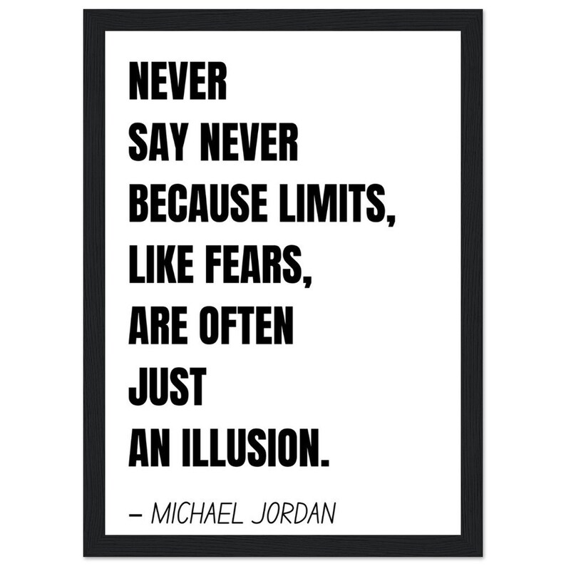 Never Say Never Michael Jordan Wooden Framed Motivational Poster ...