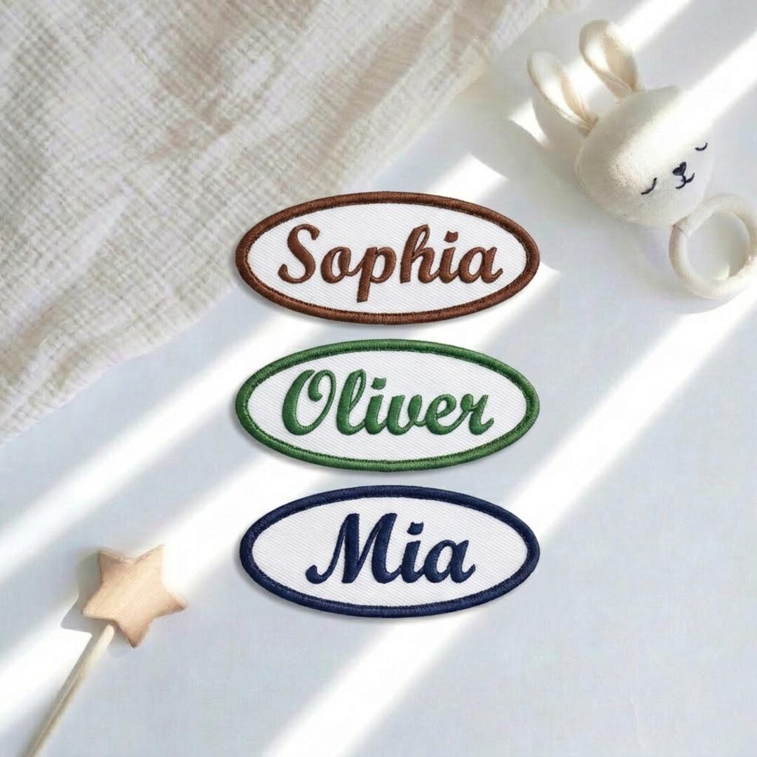 Custom Embroidered Name Patch, Decorative Retro Iron on Applique, Oval ...