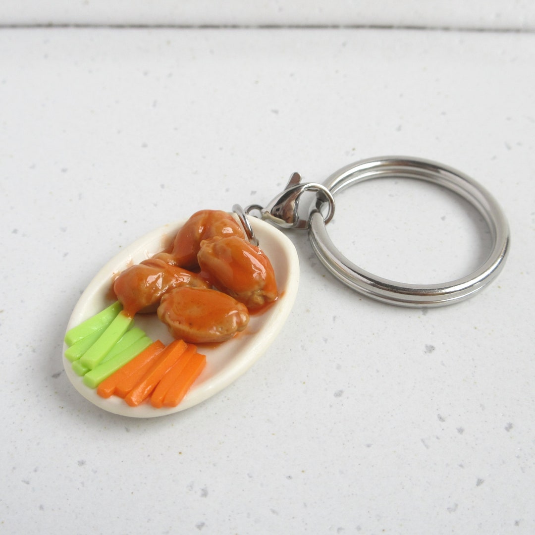 Korean Fried Chicken Wing Charm Keychain, Miniature Food Key Ring - Etsy