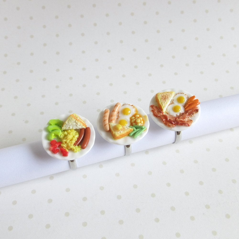 Breakfast Ring Miniature Food Polymer Clay Egg Sausage | Etsy