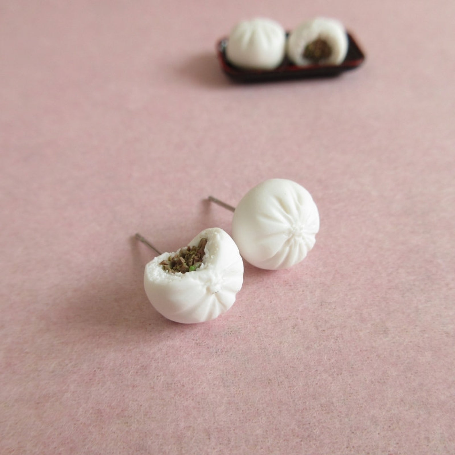 Miniature Bun Earrings Dim Sum Earrings Faux Food Jewelry | Etsy