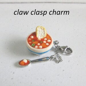 Vegetable Soup Charm, Bowl of Soup With Baguette Bread and Silver Spoon ...