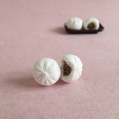 Miniature Bun Earrings Dim Sum Earrings Faux Food Jewelry - Etsy