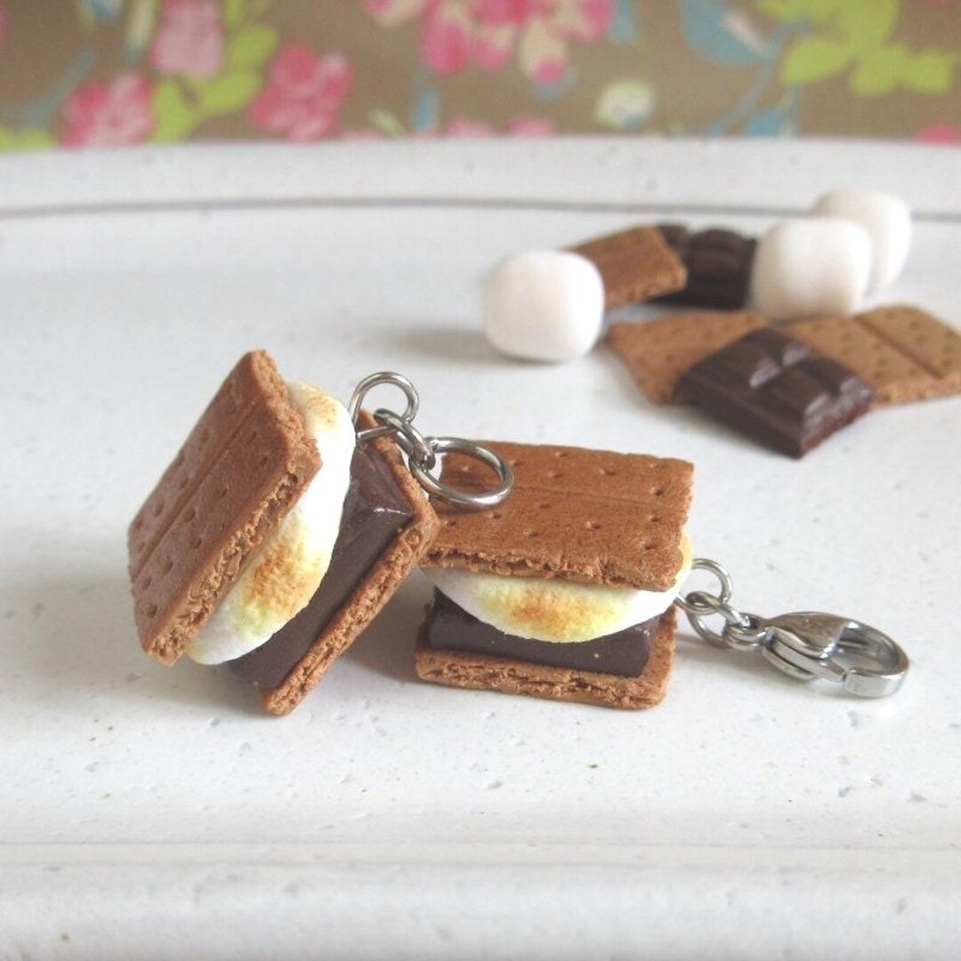 Miniature S'more Charm, Necklace, Keychains, Fake Food, Dessert Jewelry ...