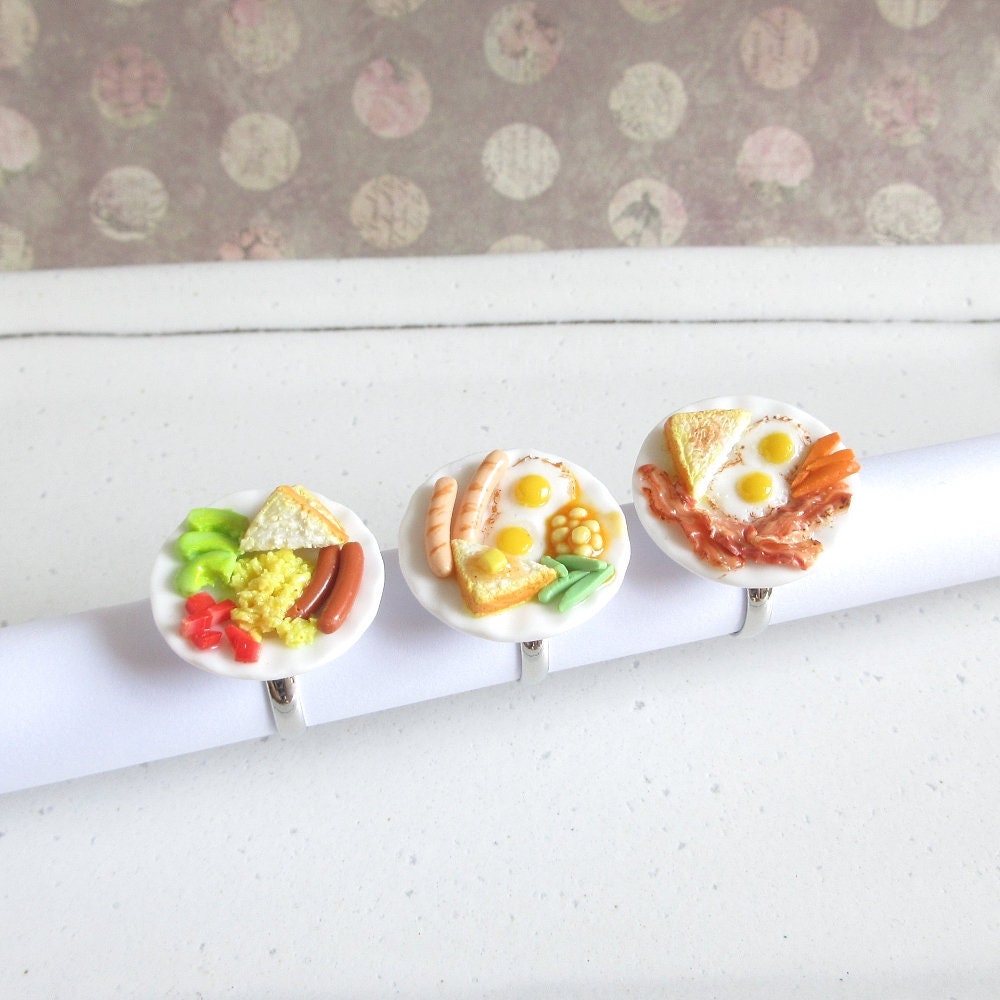 Breakfast Ring Miniature Food Polymer Clay Egg Sausage | Etsy