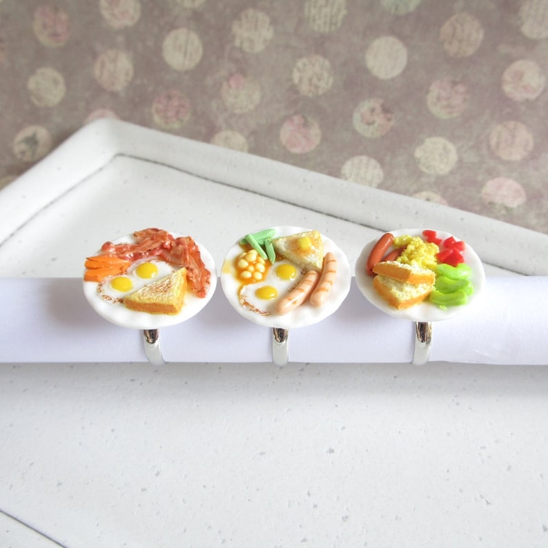 Breakfast Ring Miniature Food Polymer Clay Egg Sausage | Etsy