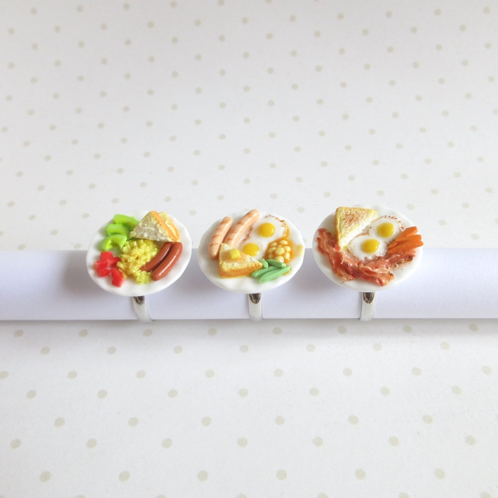 Breakfast Ring Miniature Food Polymer Clay Egg Sausage | Etsy