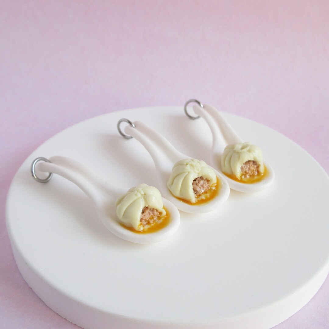 Xiao Long Bao Soup Dumpling Charm Necklace, Polymer Clay Miniature Food ...