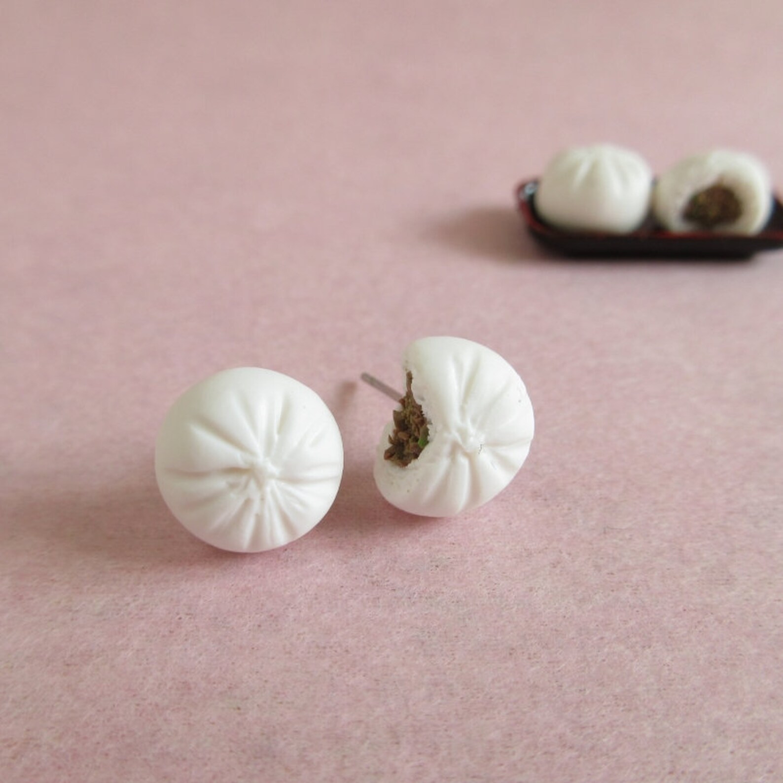 Miniature Bun Earrings Dim Sum Earrings Faux Food Jewelry | Etsy