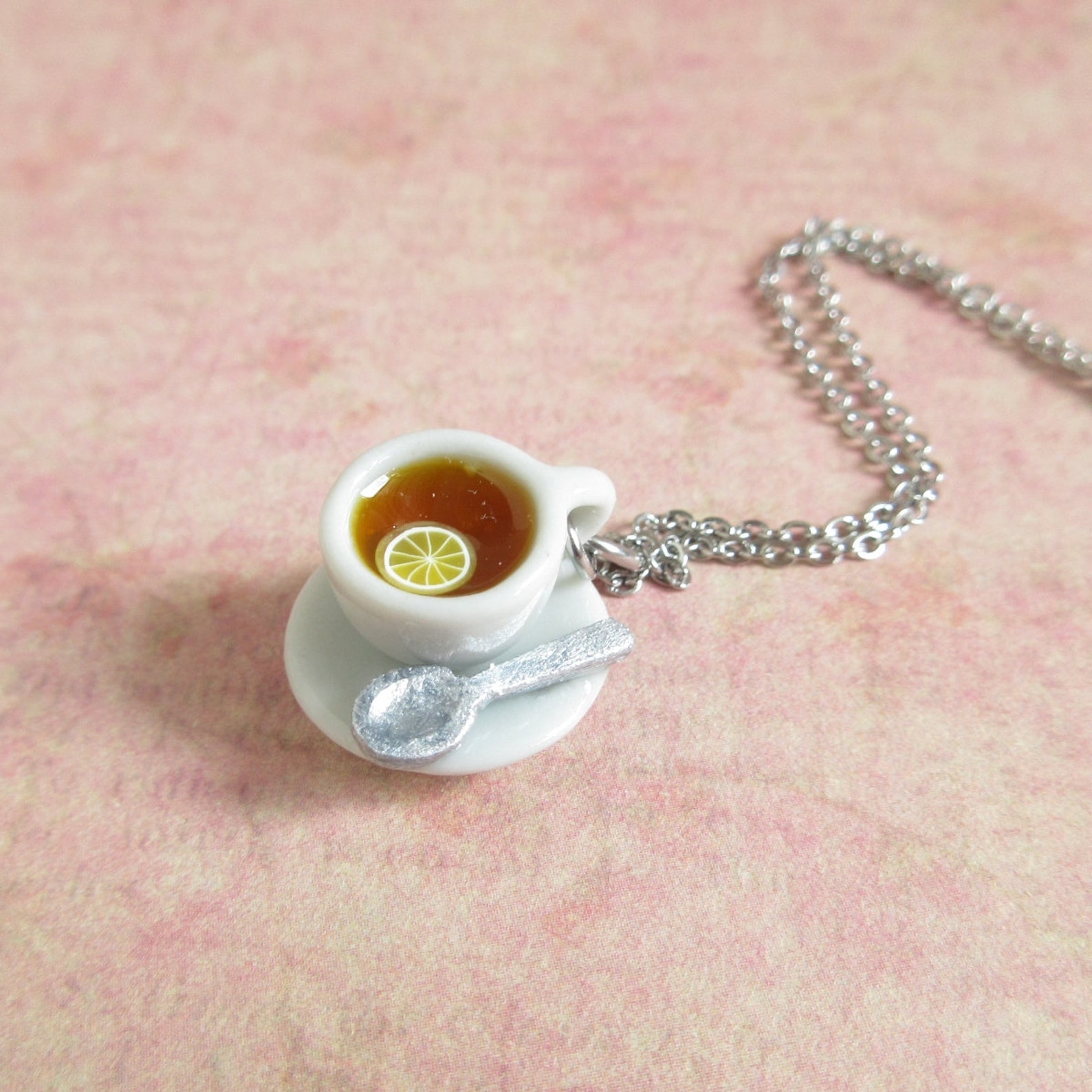 Miniature Cup Set Necklace With Spoon Black Coffee Lemon - Etsy