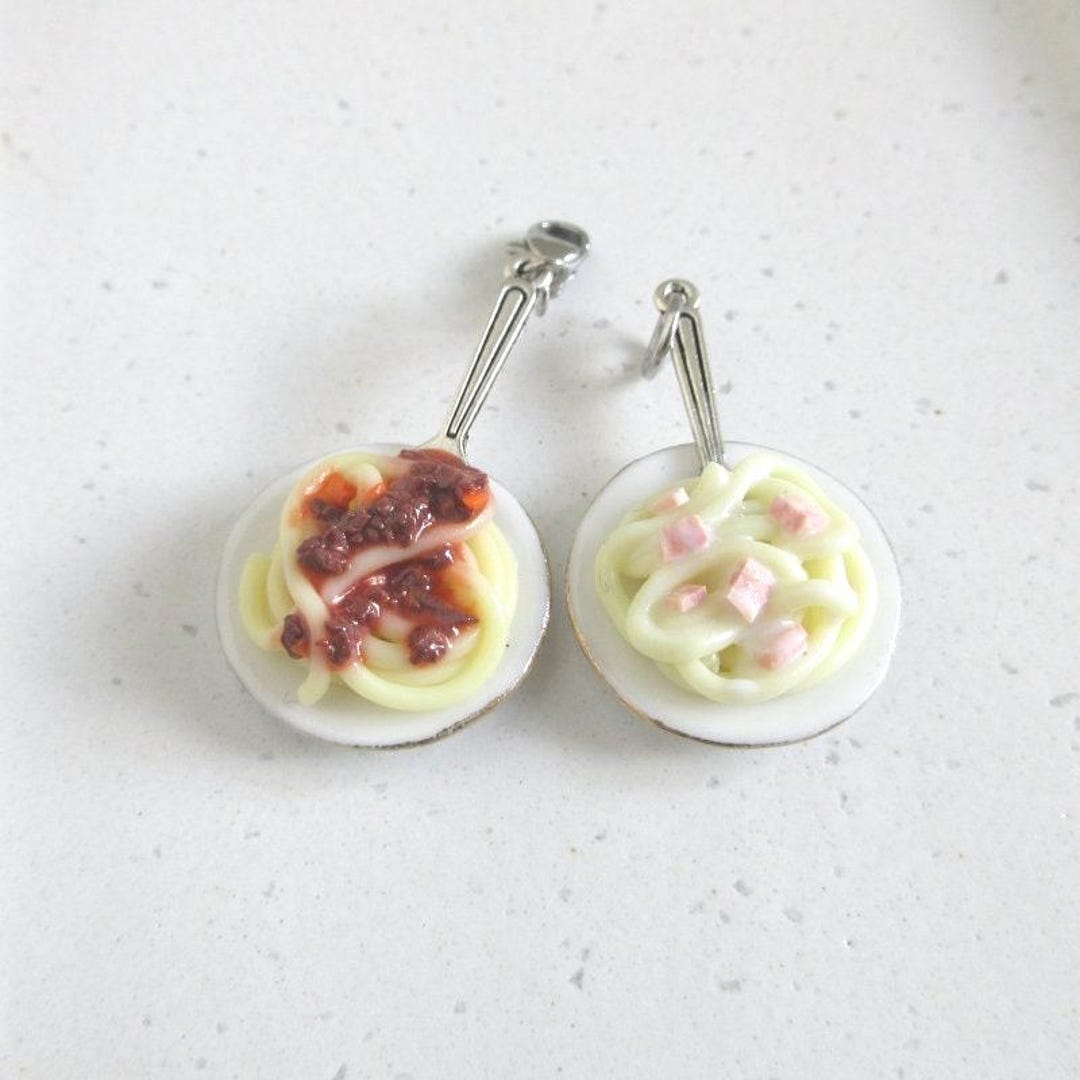 Spaghetti Dishes Charm, Bolognese or Carbonara, Polymer Clay Italian ...