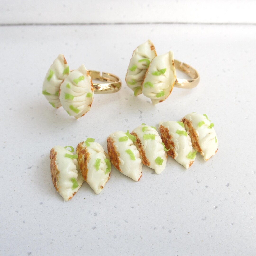 Dumpling Ring, Pan Fried Gyoza, Miniature Polymer Clay Food, Super Fun ...