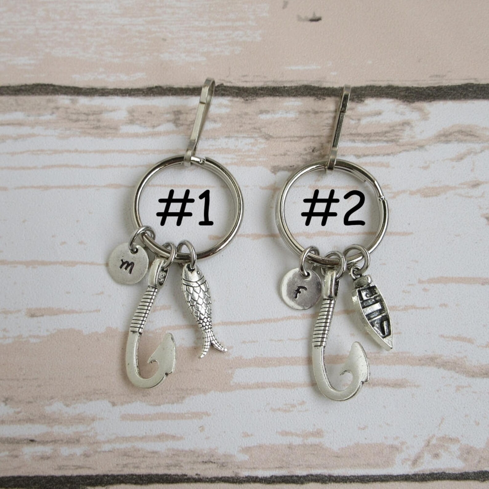 Fishing Keychain Fishing Hook Boat Silver Fish Key Chain | Etsy