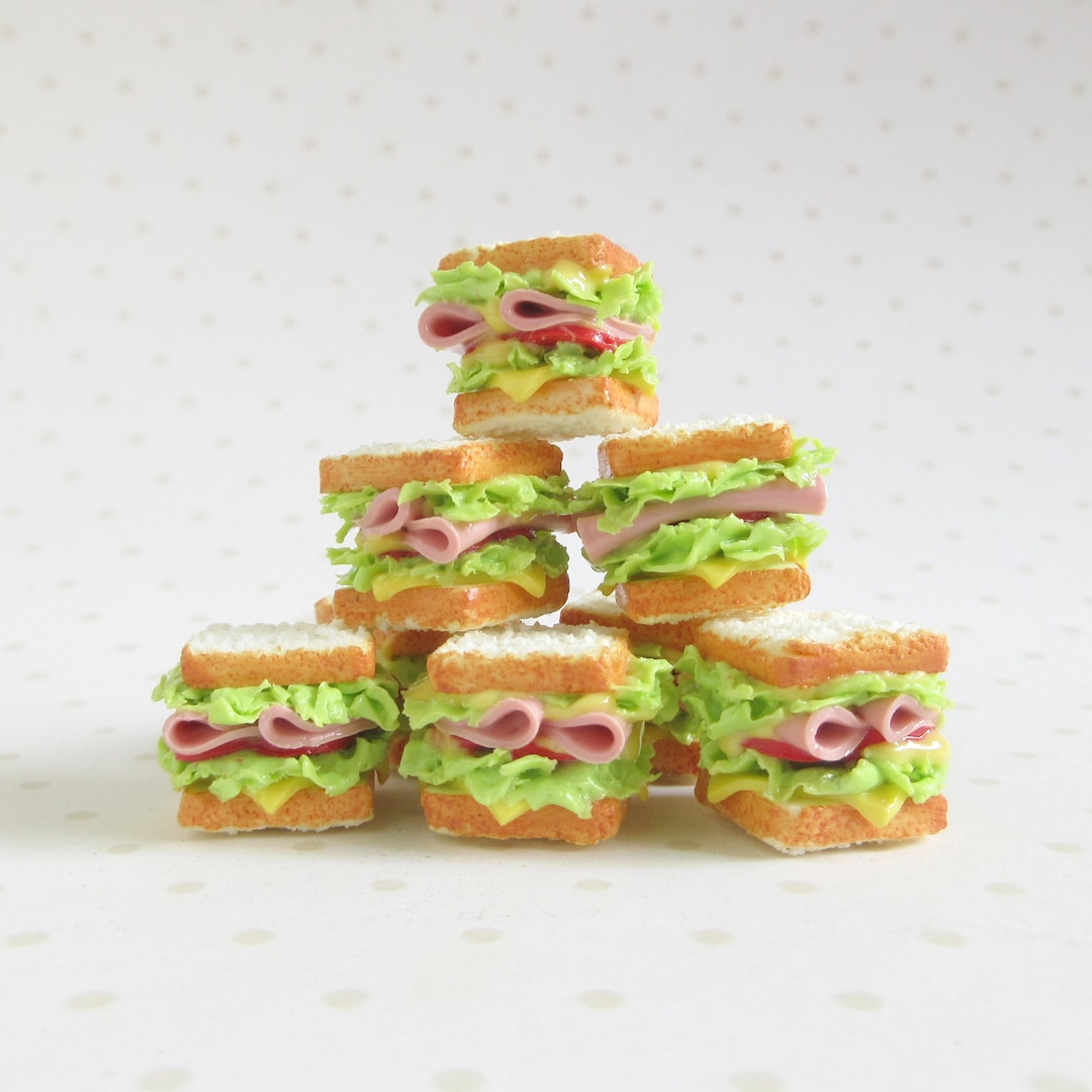 Ham Sandwich Ring, Miniature Food Necklace, Kwaii Jewerly, Full Portion ...