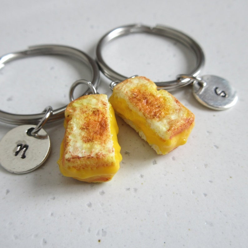 Grilled Cheese Sandwich Keychain or Necklace Initial Charm | Etsy