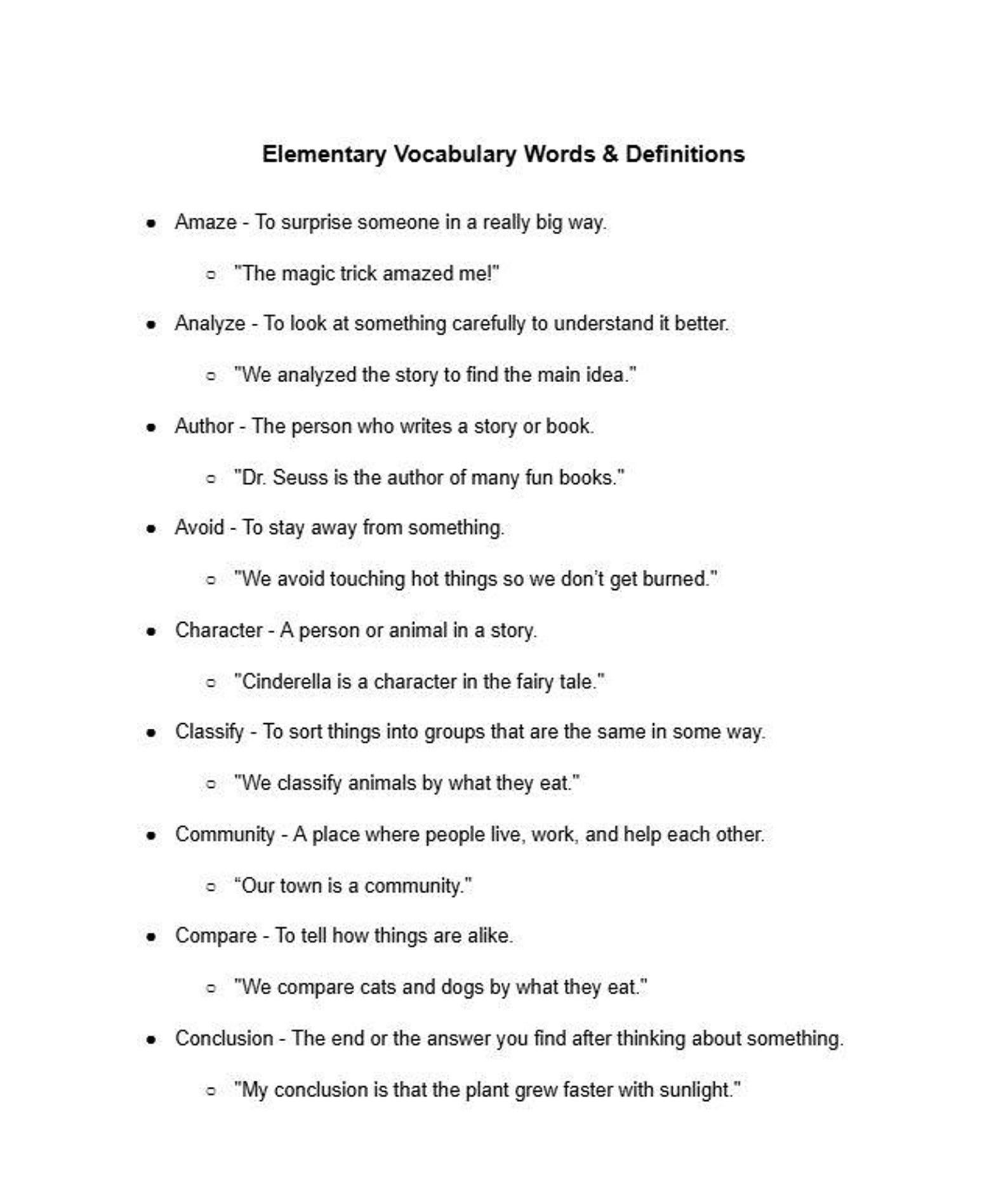 32 Week Elementary Vocabulary List With Worksheet | Homeschool Language ...