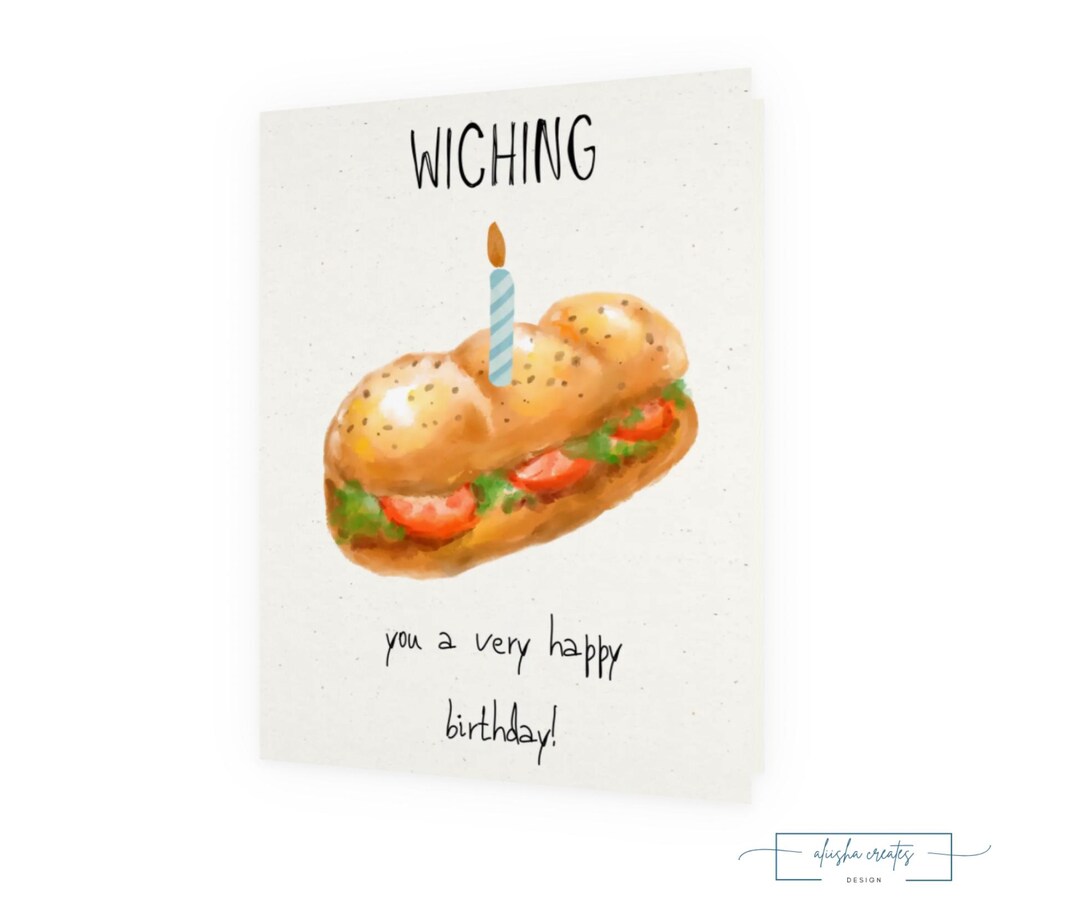 Funny Birthday Card, Food Punny Birthday Card, Sandwich Card - Etsy