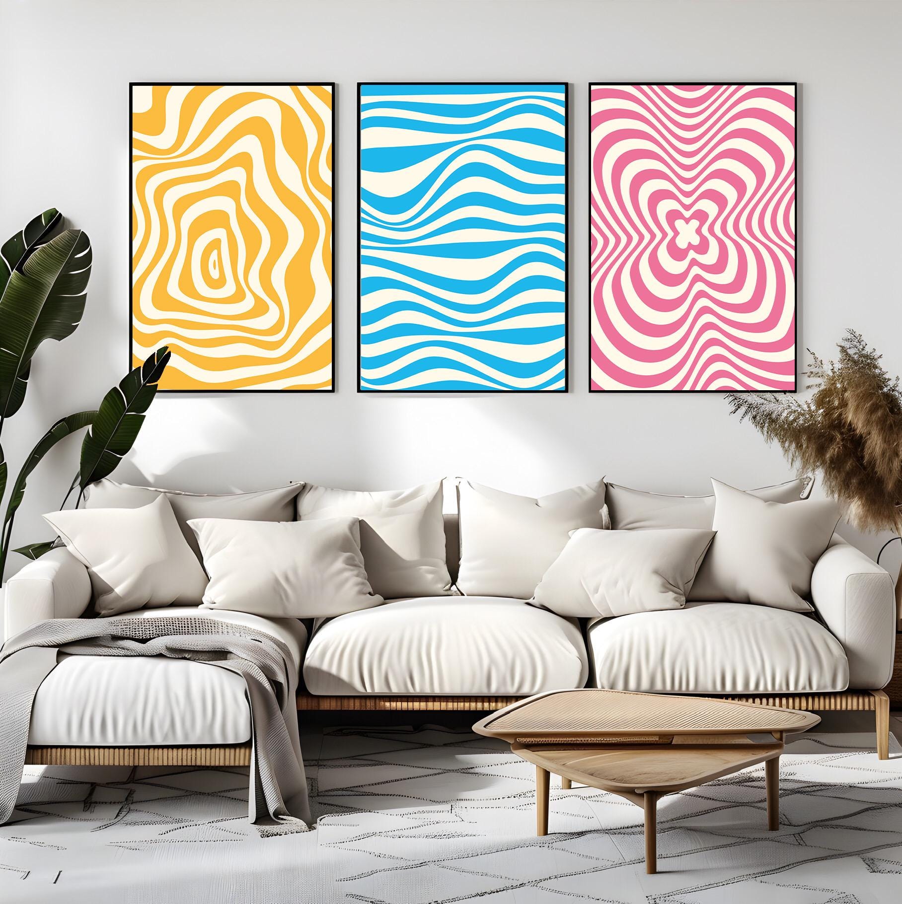 Colorful Wall Art Bold Abstract Set of 3 Prints Modern Wall Art ...