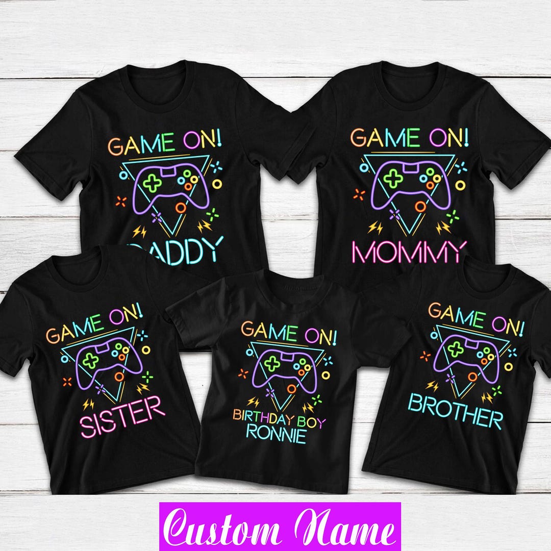 Arcade Birthday Shirt: Neon Gaming Party T-shirt - Etsy