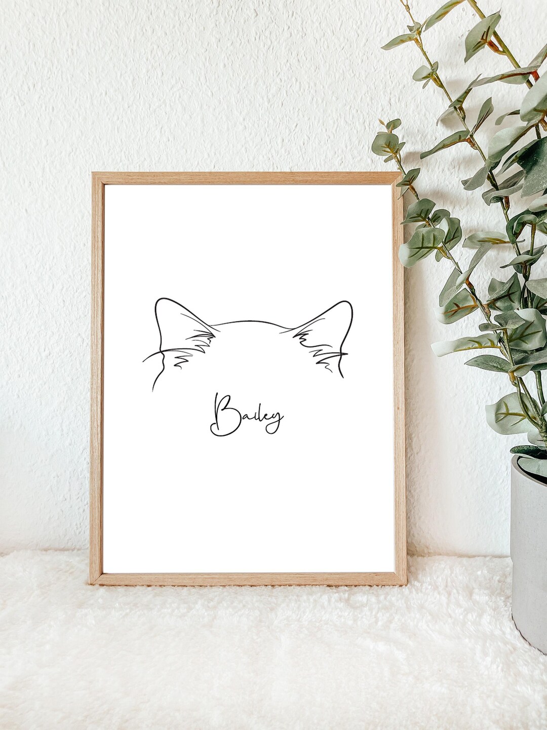 Personalized Cat Ears | Line Drawing | Gift for Cat Lovers | Pet ...