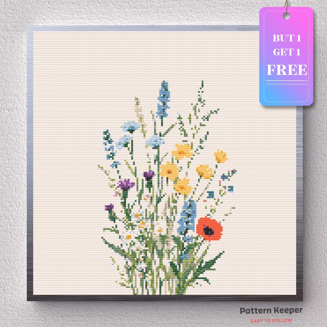 Wildflowers Cross Stitch Pattern Instant PDF Download - Wildflower ...
