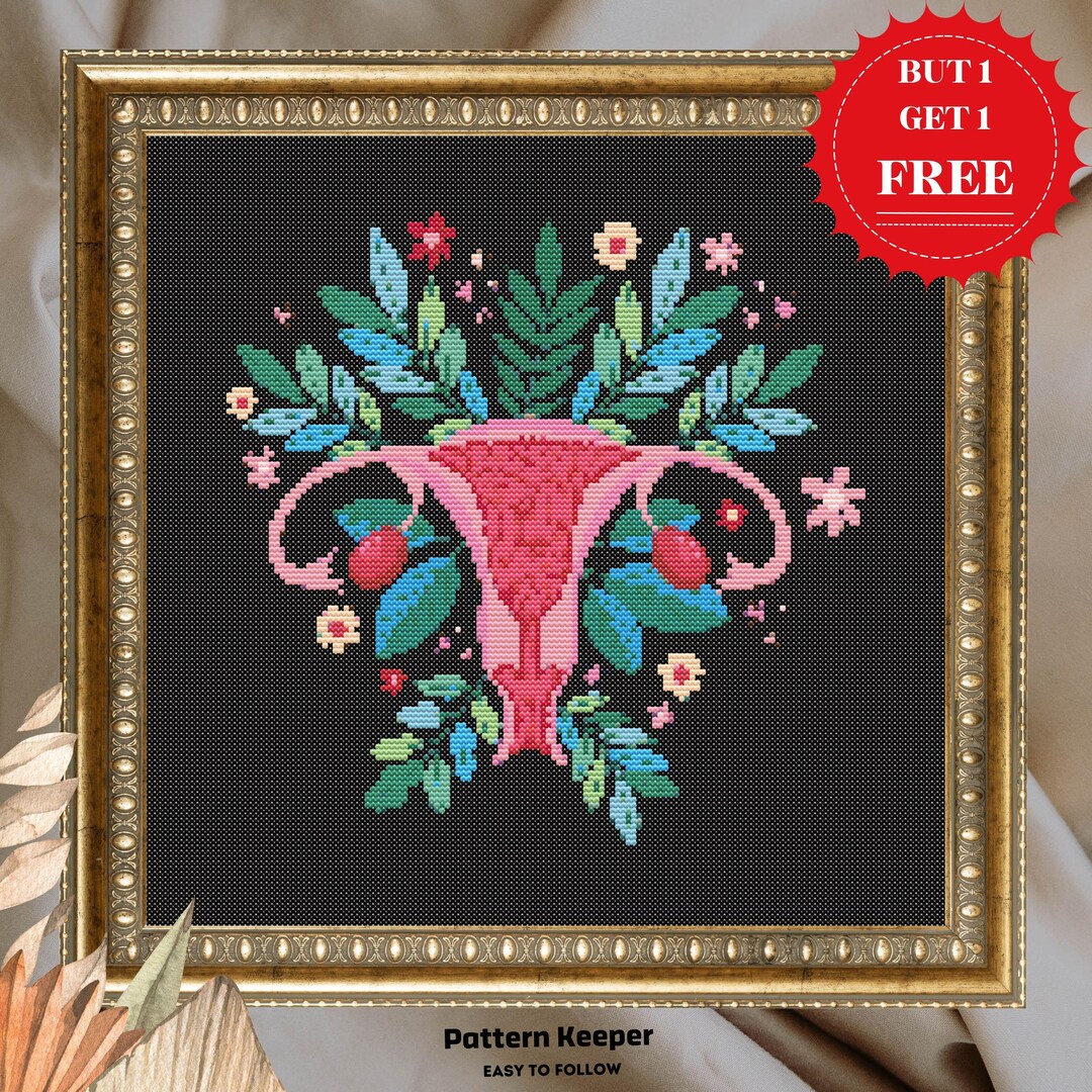 Feminist Ovary Cross Stitch Pattern: Girl Power Embroidery (PDF ...