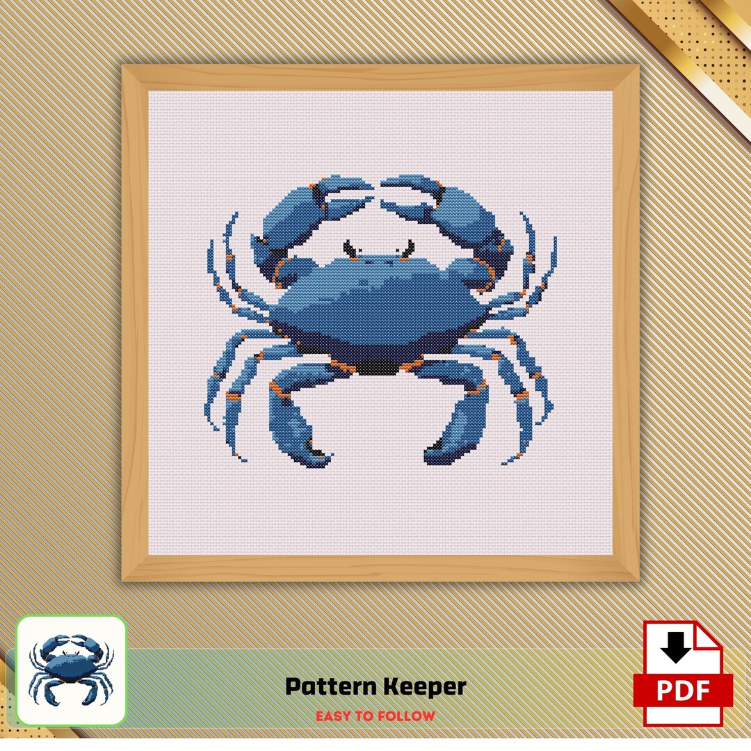 Crab Cross Stitch Pattern: Sea Animal Nautical Embroidery (PDF) - Etsy
