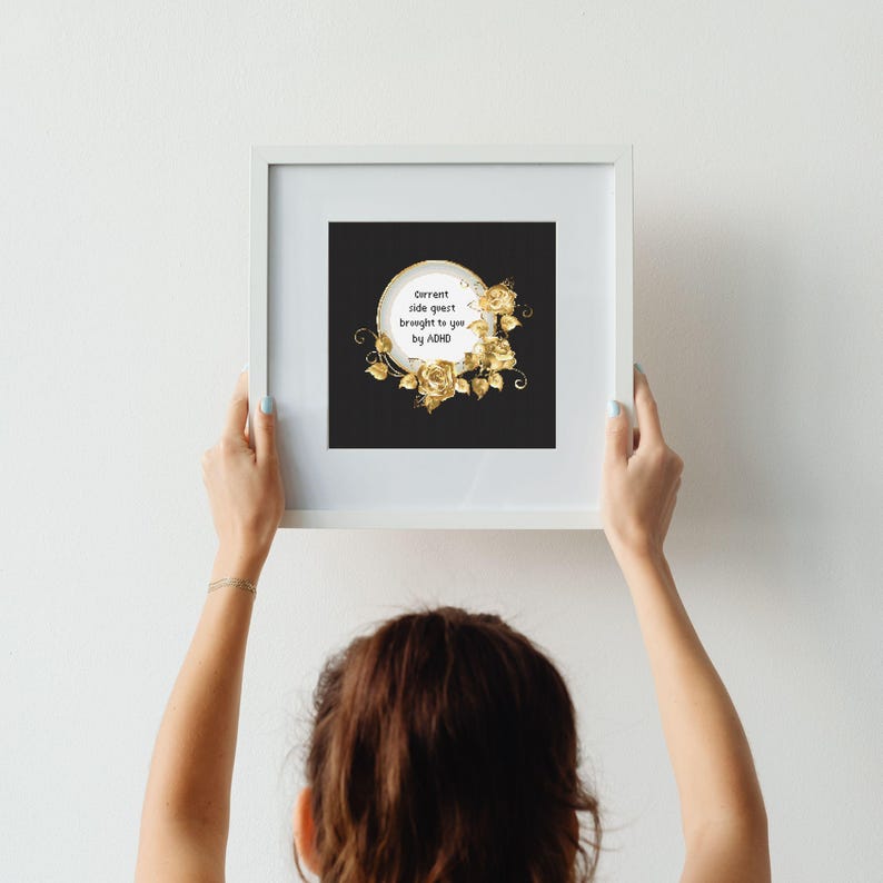 ADHD Side Quest Cross Stitch Pattern: Funny Mental Health Embroidery ...