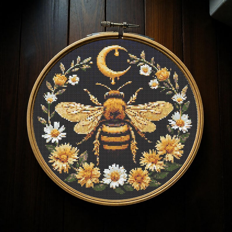 Bee Cross Stitch Pattern PDF Digital Download Insect Honey Bee Floral ...