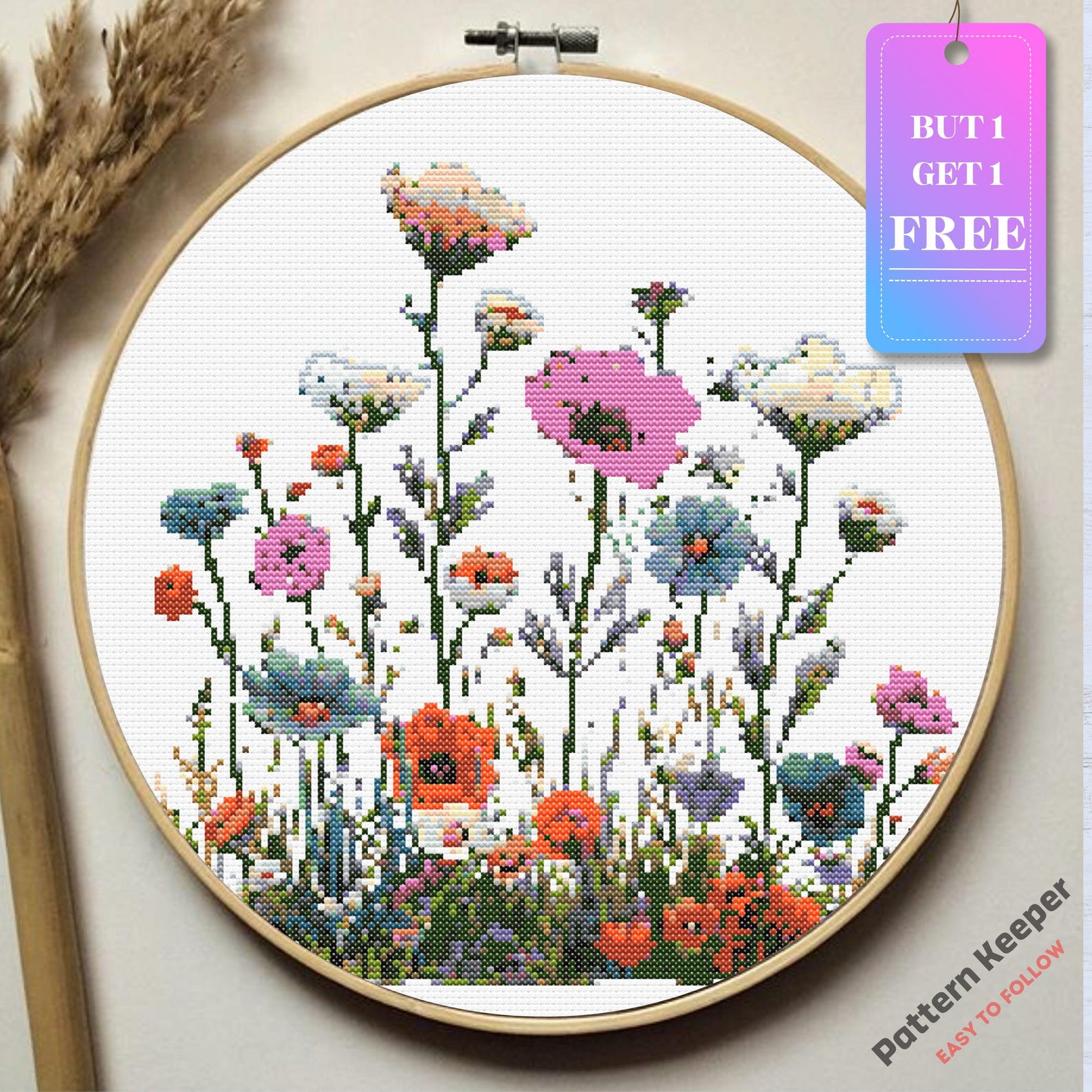 Wildflowers Cross Stitch Pattern Instant PDF Download Wildflower Meadow ...