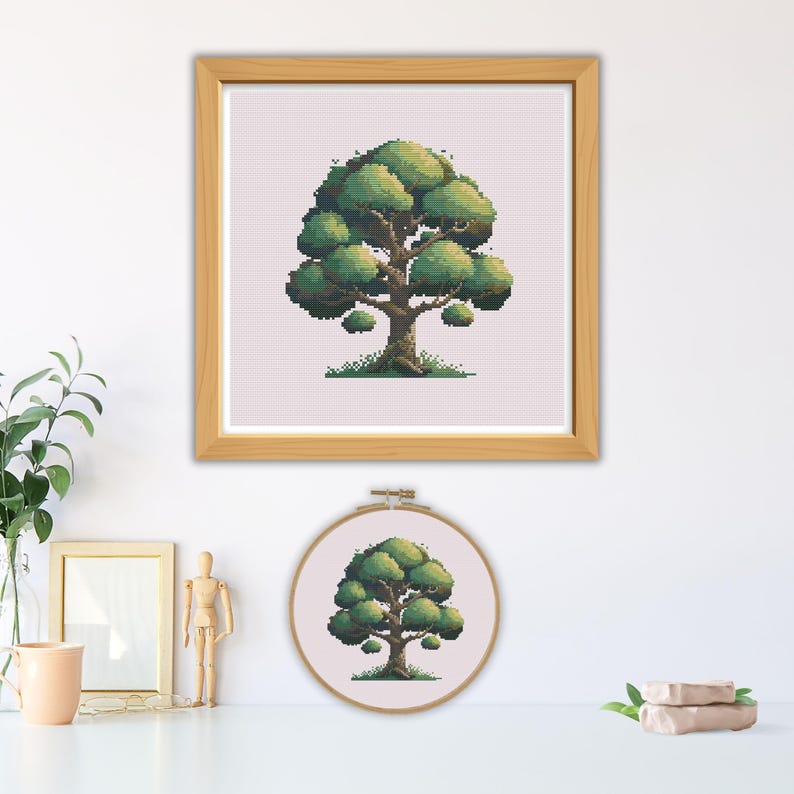 Green Tree Cross Stitch Pattern PDF - Spring Season Cross Stitch ...