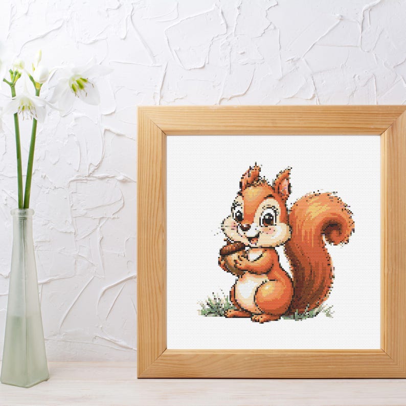 Winter Squirrel Cross Stitch Pattern: Easy Beginner DIY (PDF Pattern ...