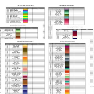 Printable Diamond Painting DMC Color Chart Tracker Inventory Sheet PDF ...
