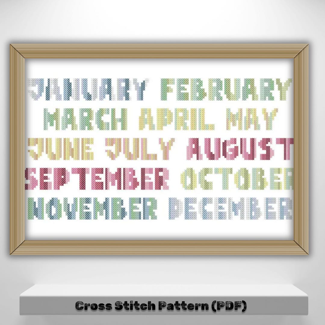 Temperature Tracker Cross Stitch Pattern: Colorful Months Embroidery ...