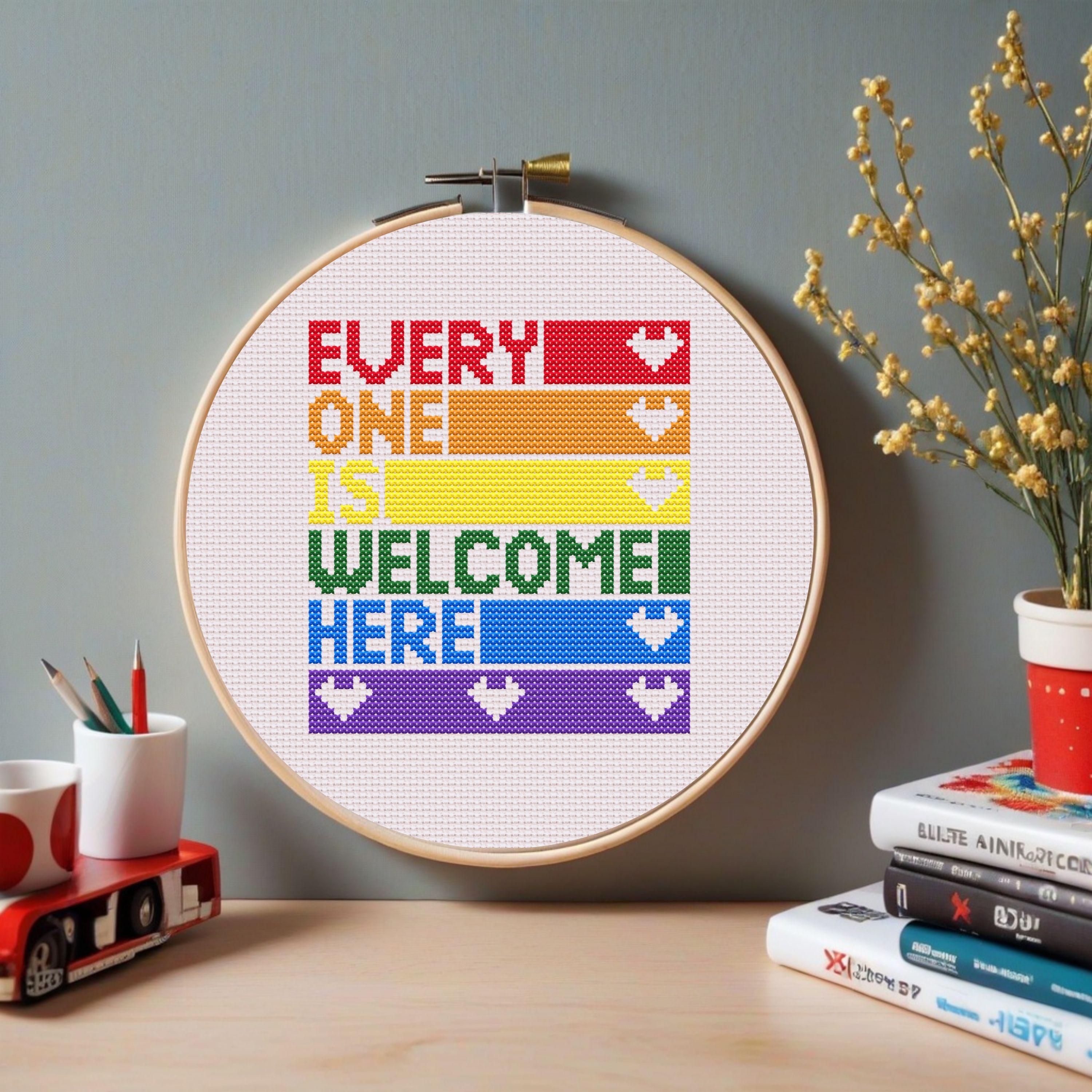 LGBTQ Pride Cross Stitch Pattern: Everyone is Welcome Here (PDF ...