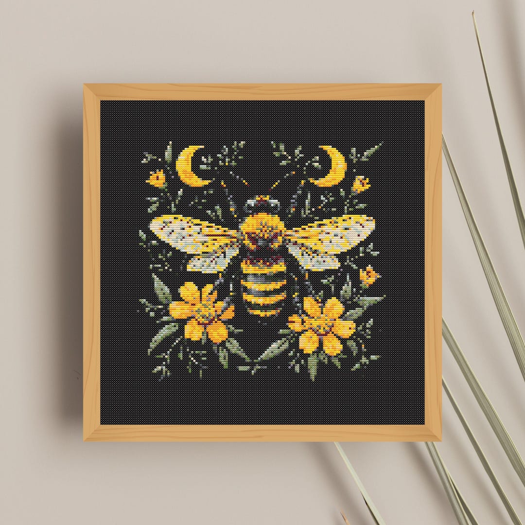 Gold Vintage Bee Cross Stitch Pattern PDF | Gothic Gift for Goth X ...