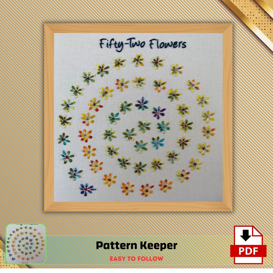 Temperature Stitch Embroidery Pattern: Fifty-two Flowers (PDF Pattern ...