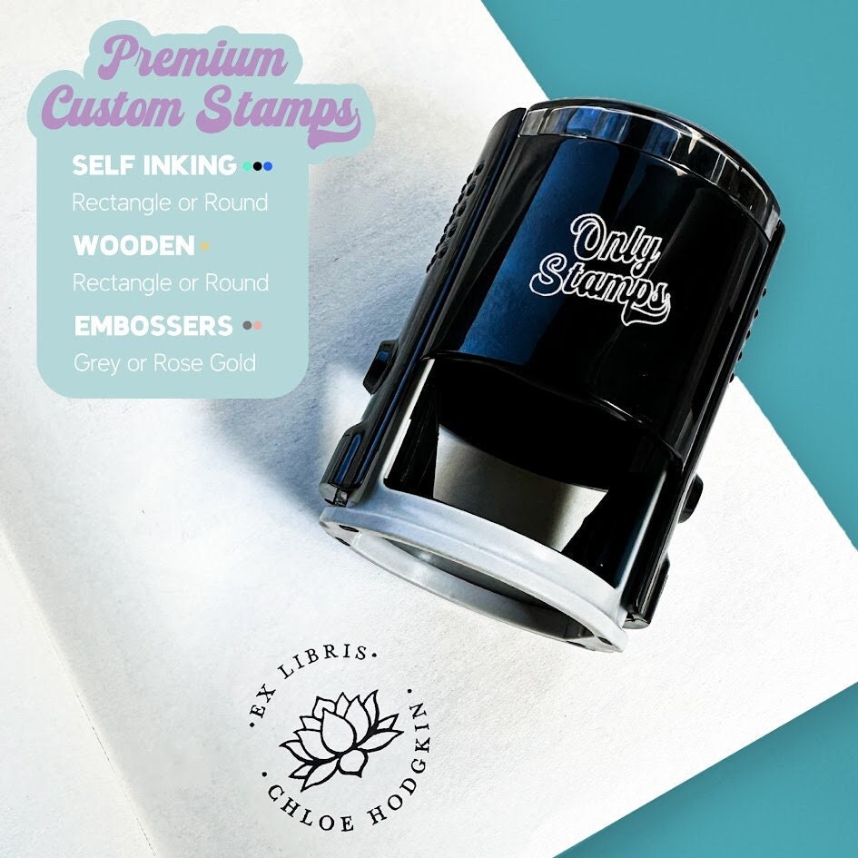 Personalized Wooden Book Stamp, Custom Self Inking Stamp, Custom Book ...