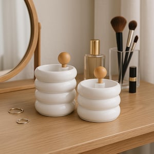 Minimalist Rotating Jewelry Box – White Tiered Storage Organizer With ...