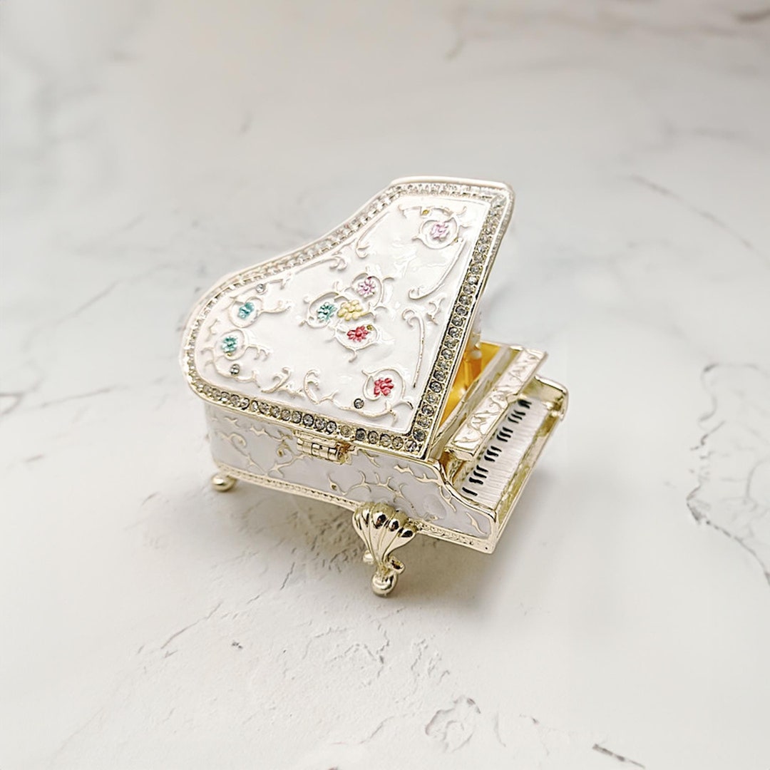 Elegant Vintage Grand Piano Trinket Box – Floral Jewelry Storage ...