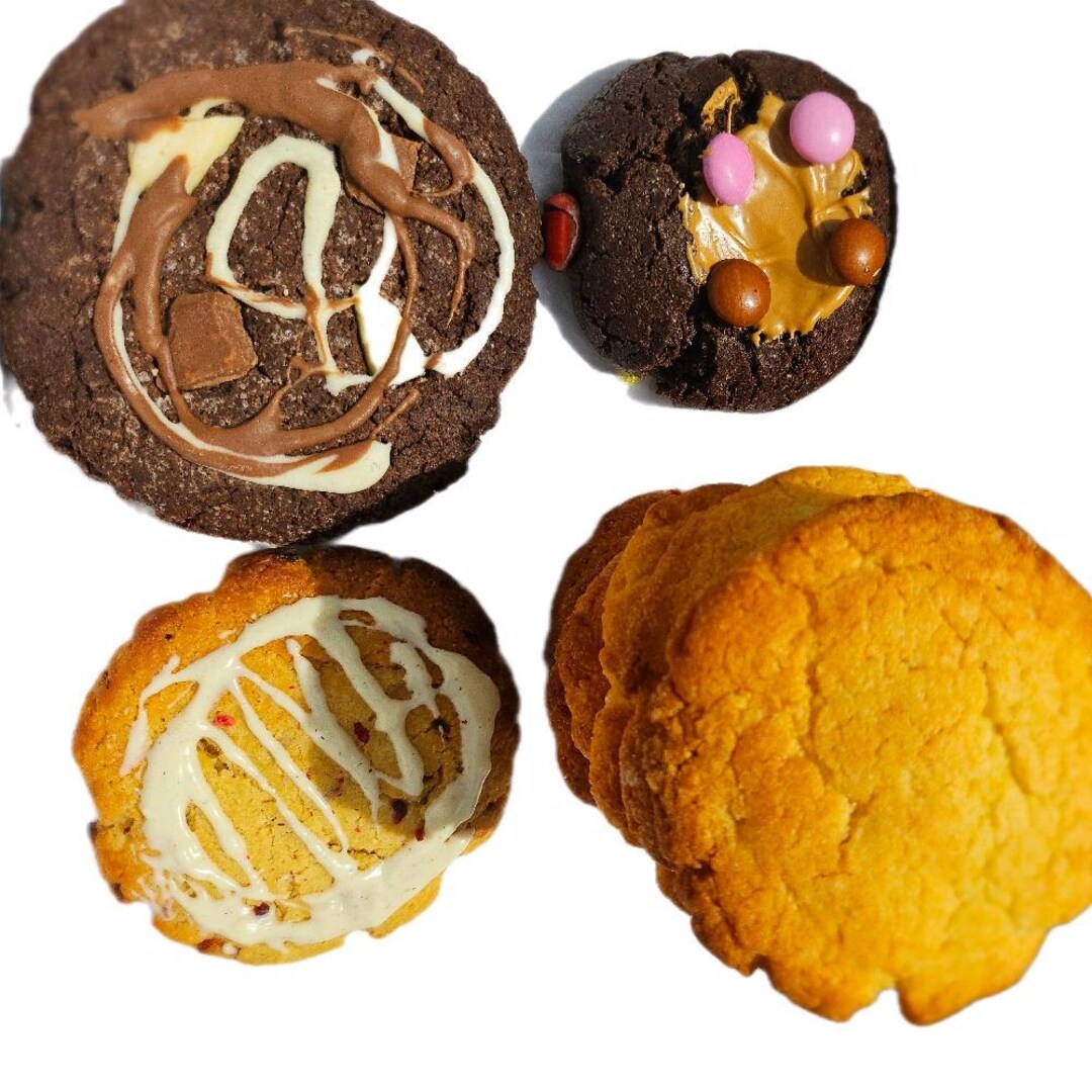 Sugar-free Cookie Variety Box: White Choc Raspberry, M&M, Triple Choc ...