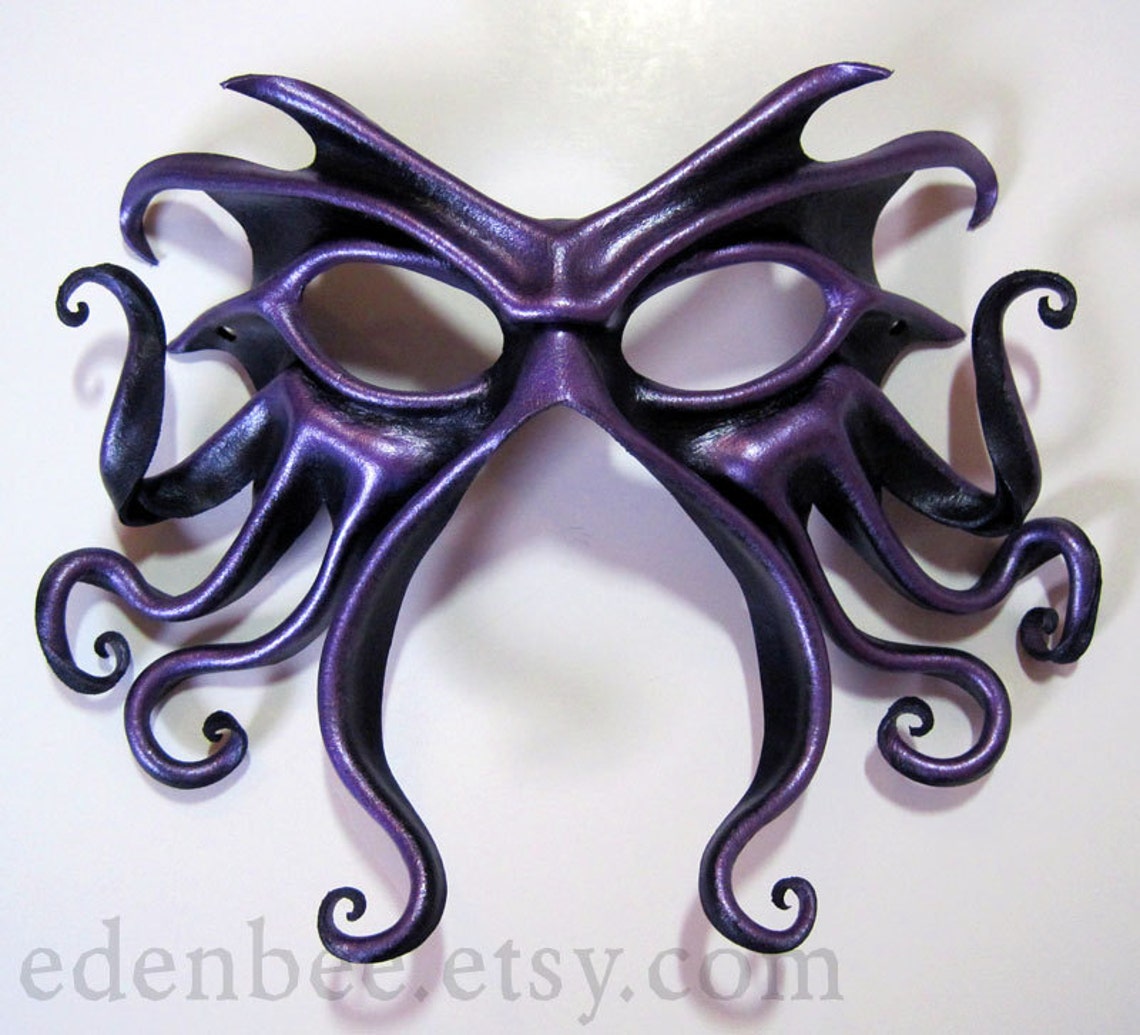 Cthulhu Leather Mask Hand-painted in Black and Purple - Etsy