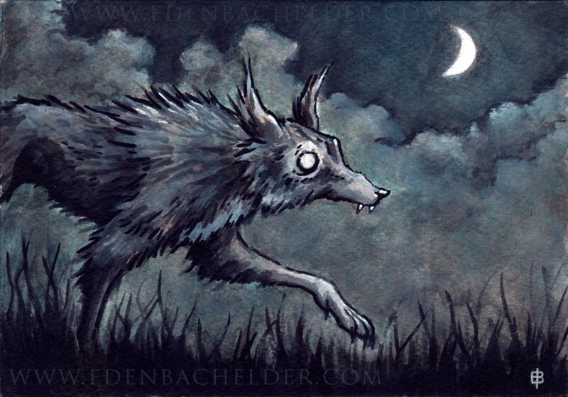 Slinking Wolf Signed and Matted Print of Original Ink and - Etsy