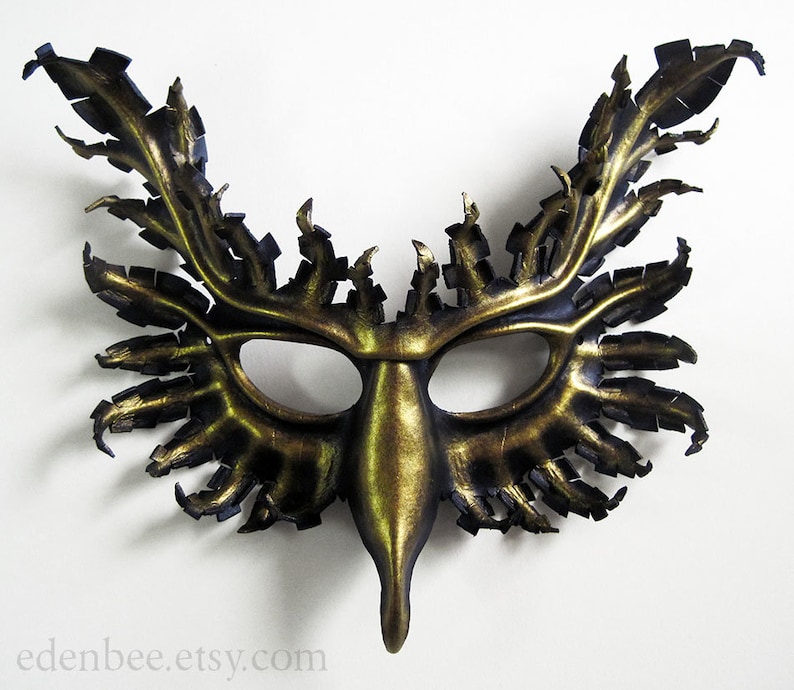 Griffin Leather Mask Hand-painted in Black and Metallic Light - Etsy