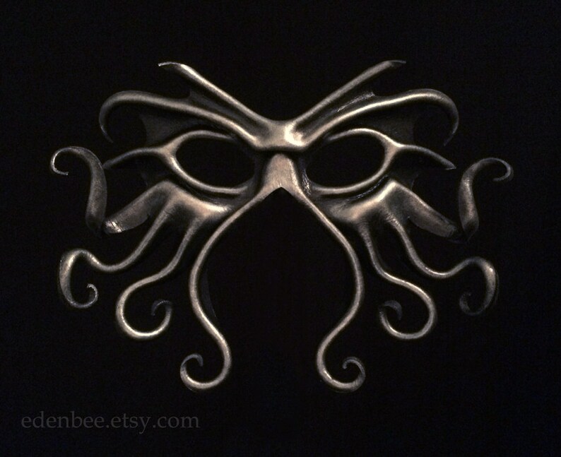 Cthulhu Leather Mask Hand-painted in Metallic Black and | Etsy